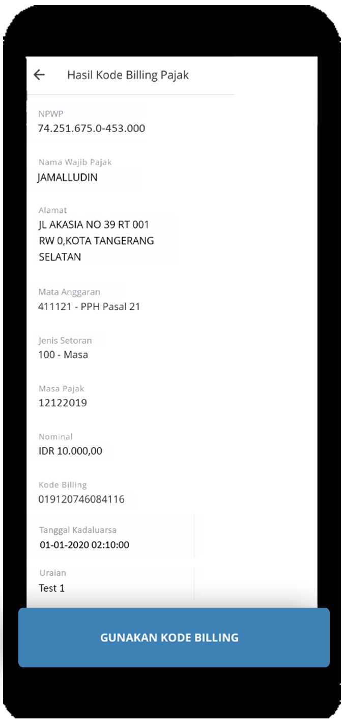 Pendaftaran Kode Billing dan Pembayaran Pajak
